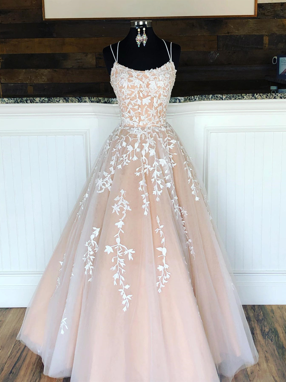 Long A-line Lace Tulle Formal Graduation Evening Prom Dresses – Sunnderly